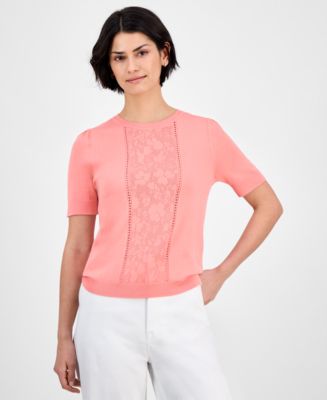 Nautica Jeans Women's Pointelle Short-Sleeve Sweater - Macy's