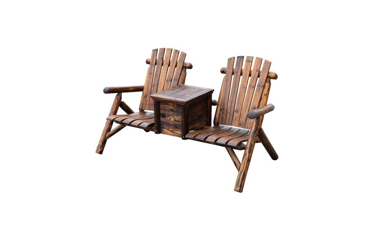 Click here for Wooden Chair Loveseat with Inset Ice Bucket Garden... prices