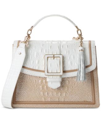 Brahmin Hallie Sea Salt White Colada Leather Satchel - Macy's