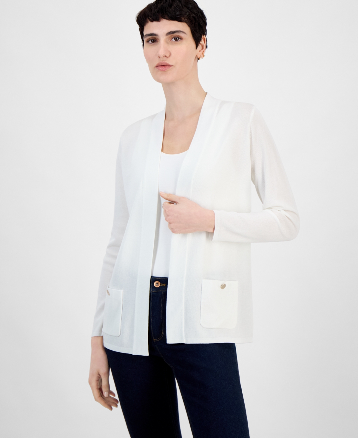 Click here for Anne Klein Petite Malibu Cardigan - Bright White prices