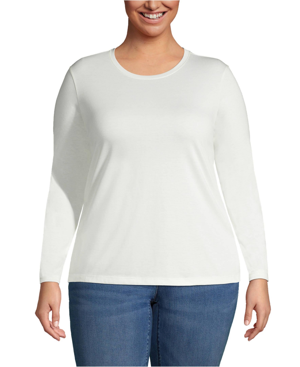 Click here for Lands End Plus Size Relaxed Supima Cotton Long Sle... prices