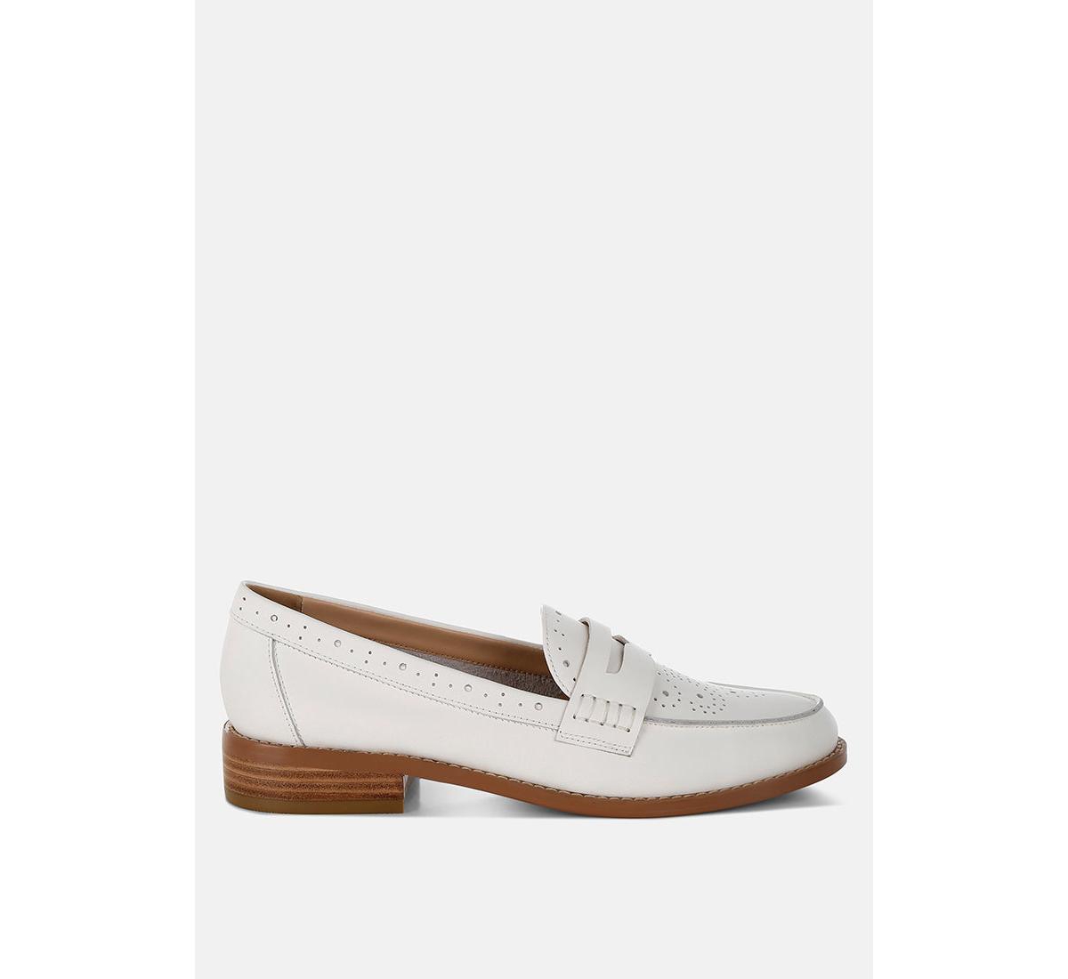 Click here for Clotilda Perforated Low Heel Loafers - Off-white prices