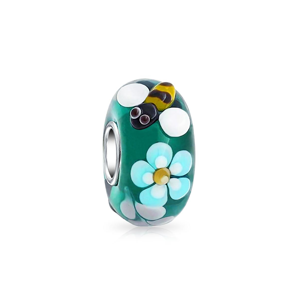 Click here for Bling Jewelry Teal Silver Bee Flower Murano Glass... prices