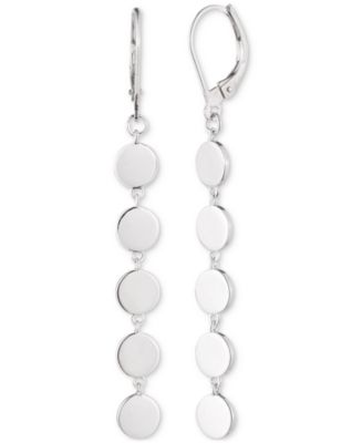 Lauren Ralph Lauren Sterling Silver Disc Linear Earrings - Macy's