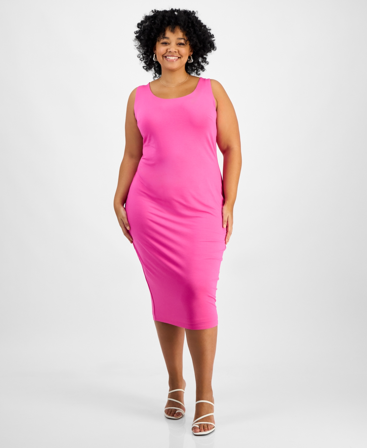 Click here for Bar Iii Trendy Plus Size Sleeveless Bodycon Midi D... prices