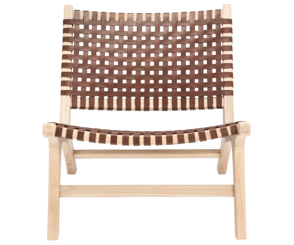 Click here for Luna Leather Woven Accent Chair - Cognac / natural prices