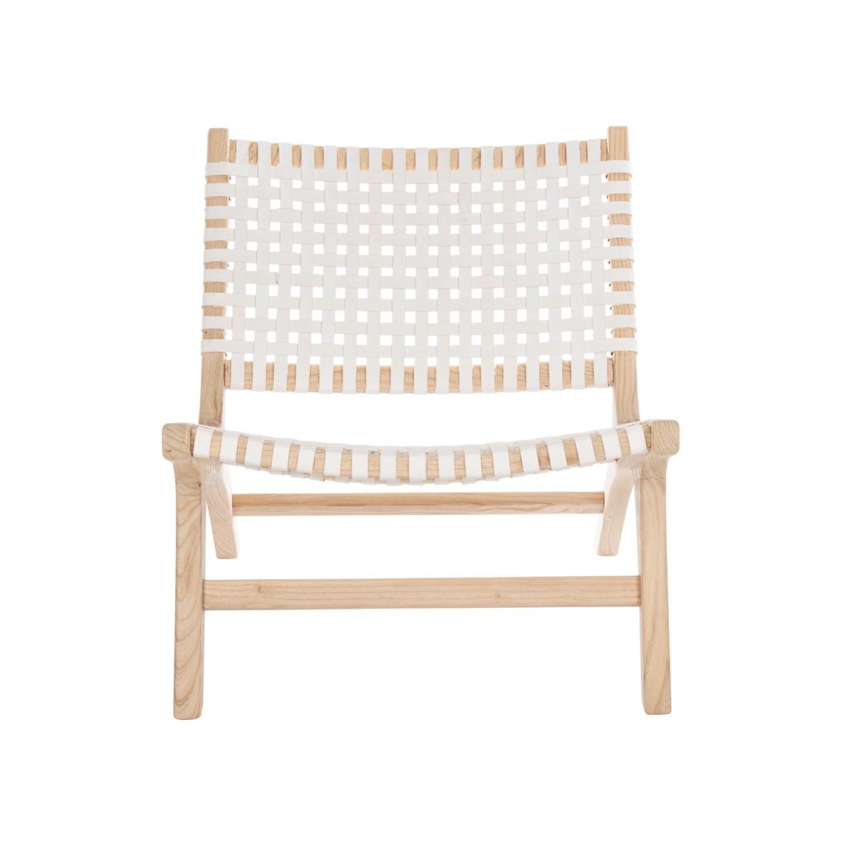 Click here for Luna Leather Woven Accent Chair - White / natural prices