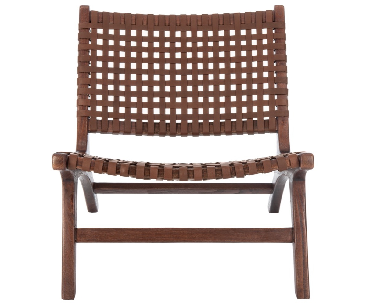 Click here for Luna Leather Woven Accent Chair - Cognac / brown prices
