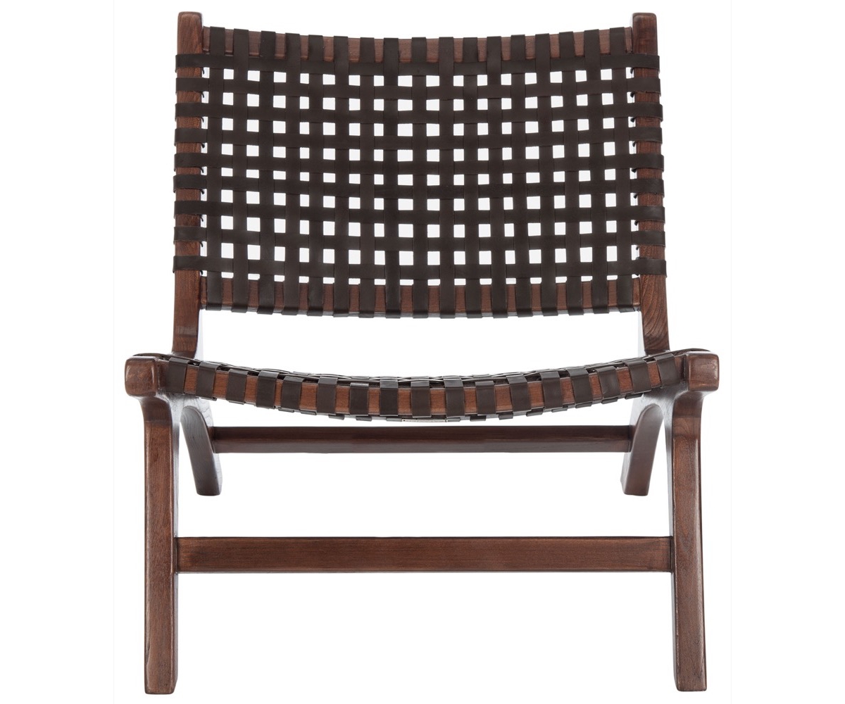 Click here for Luna Leather Woven Accent Chair - Brown / brown prices