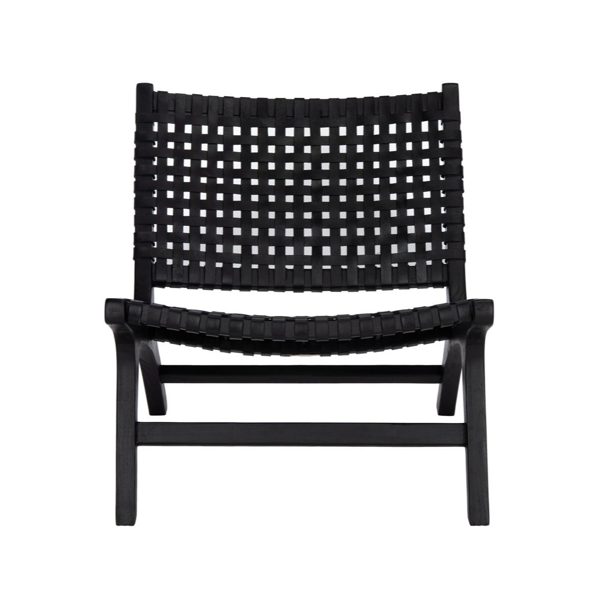 Click here for Luna Leather Woven Accent Chair - Black / black prices