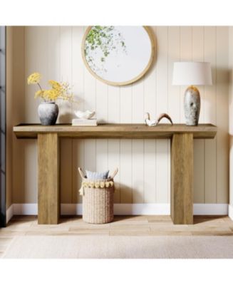 Tribesigns Farmhouse Console Table, 63-Inch Narrow Long Entryway Table, Wooden Sofa Table Behind ...