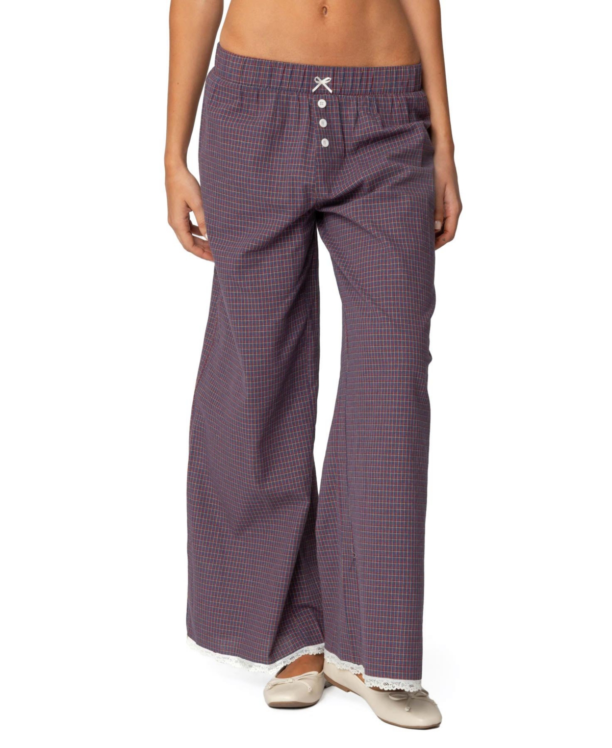 Click here for Edikted Womens Dakota Plaid Pants - Navy prices