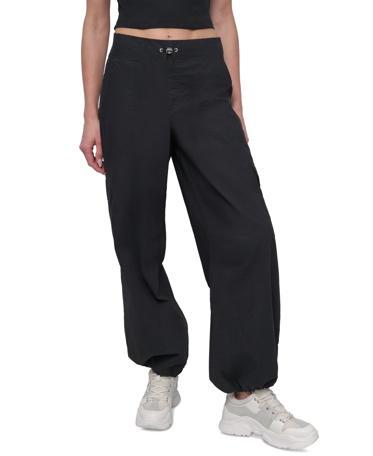 Click here for Dkny Sport Womens Cotton High-Rise Wide-Leg Cargo... prices