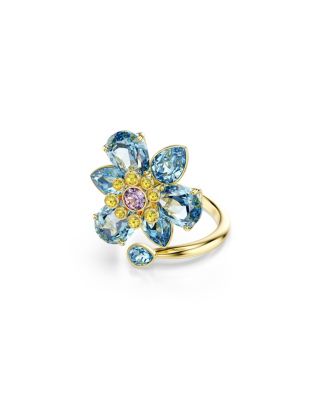 Swarovski Idyllia Gold-Tone Plated Blue Open Ring - Macy's