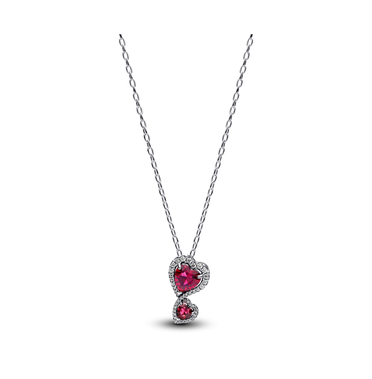 Click here for Pandora Red Halo Hearts Pendant Necklace - Sterlin... prices