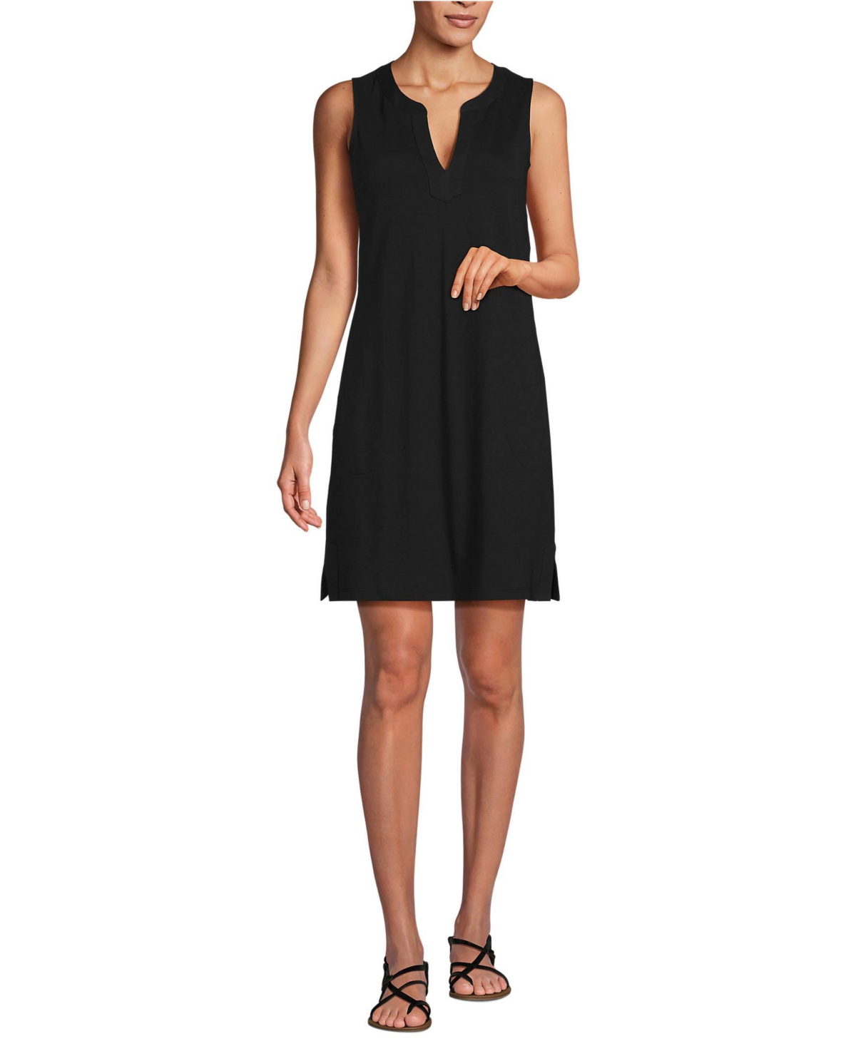 Click here for Lands End Womens Cotton Jersey Notch Neck Dress -... prices