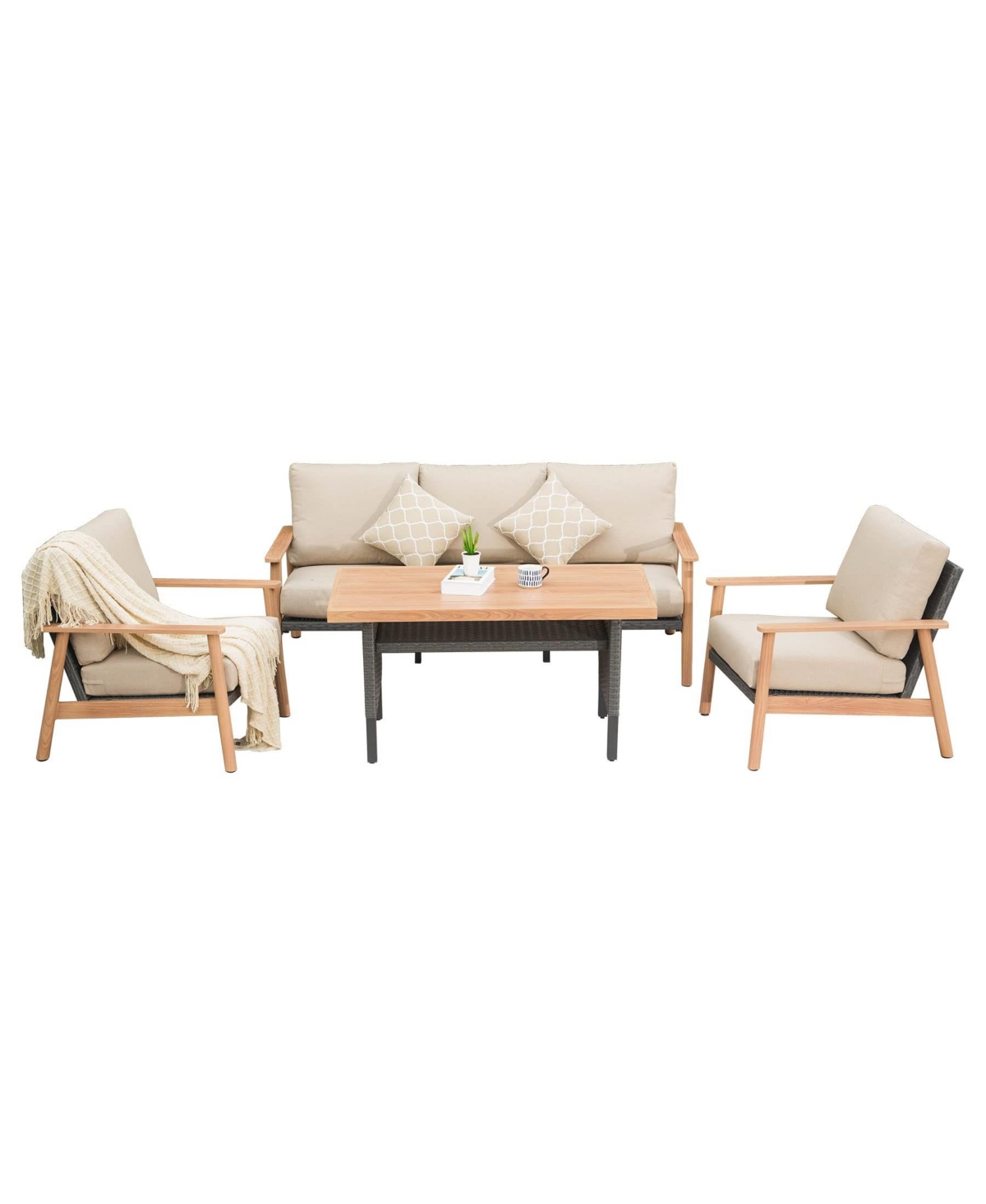 Click here for Mondawe Outdoor Wicker Patio Furniture Sets 4 Piec... prices
