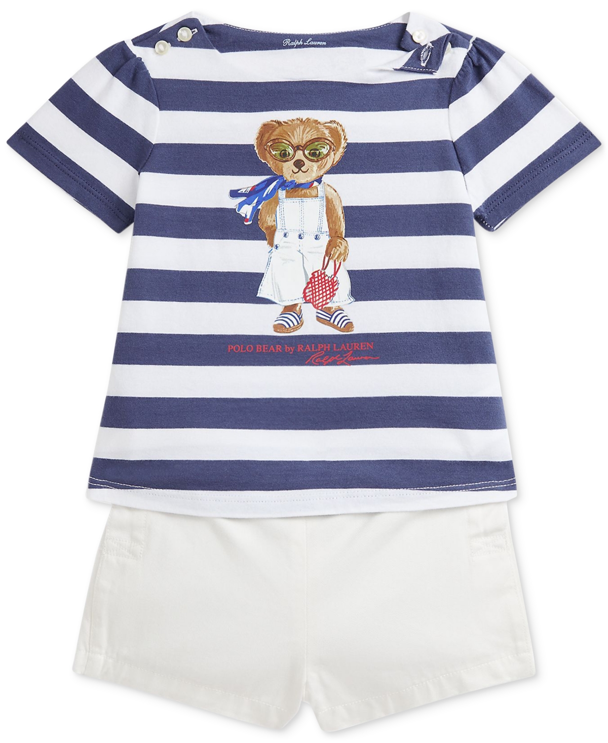 Click here for Polo Ralph Lauren Baby Girls Striped Polo Bear Tee... prices