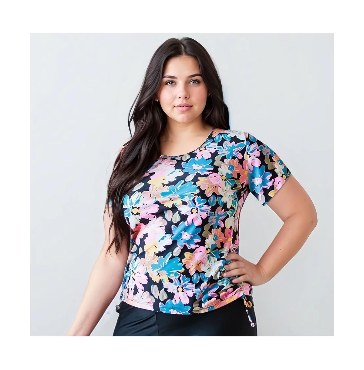 Click here for Calypsa Plus Size Adele Swim Top - Graffiti garden prices