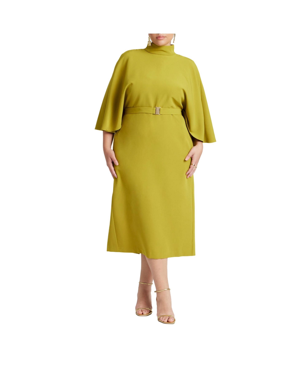 Click here for Eloquii Womens Plus Size Cape Sleeve Belted Midi D... prices