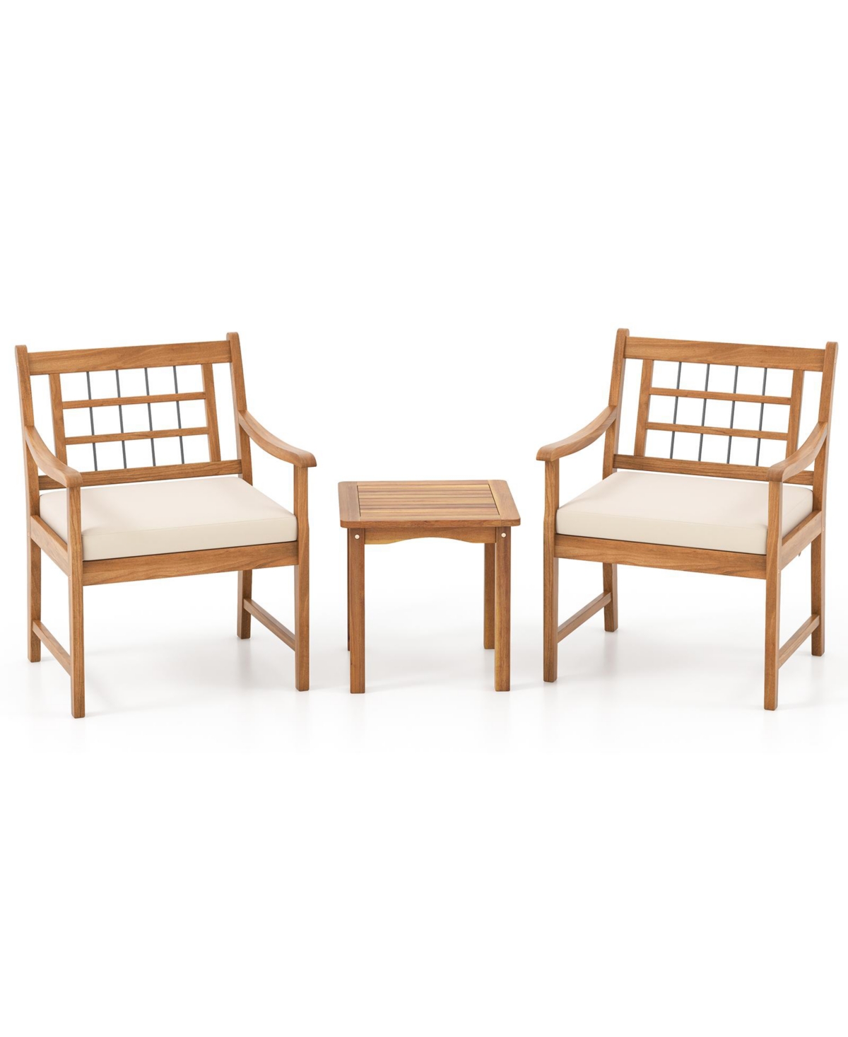 Click here for 3 Piece Wood Patio Furniture Set with Seat Cushion... prices