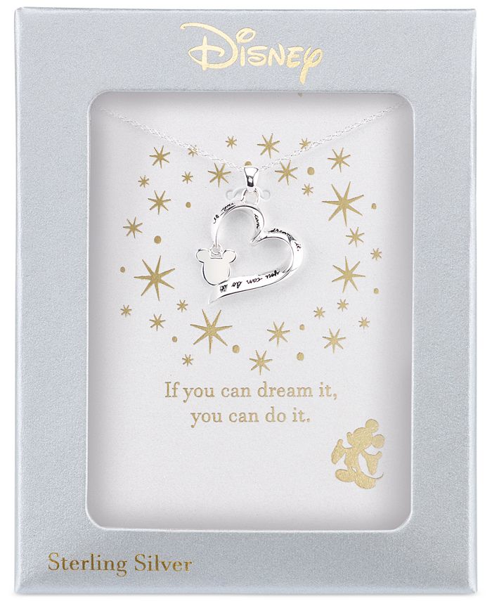 Disney Mickey Mouse Engraved Pendant Necklace in Sterling Silver - Macy's
