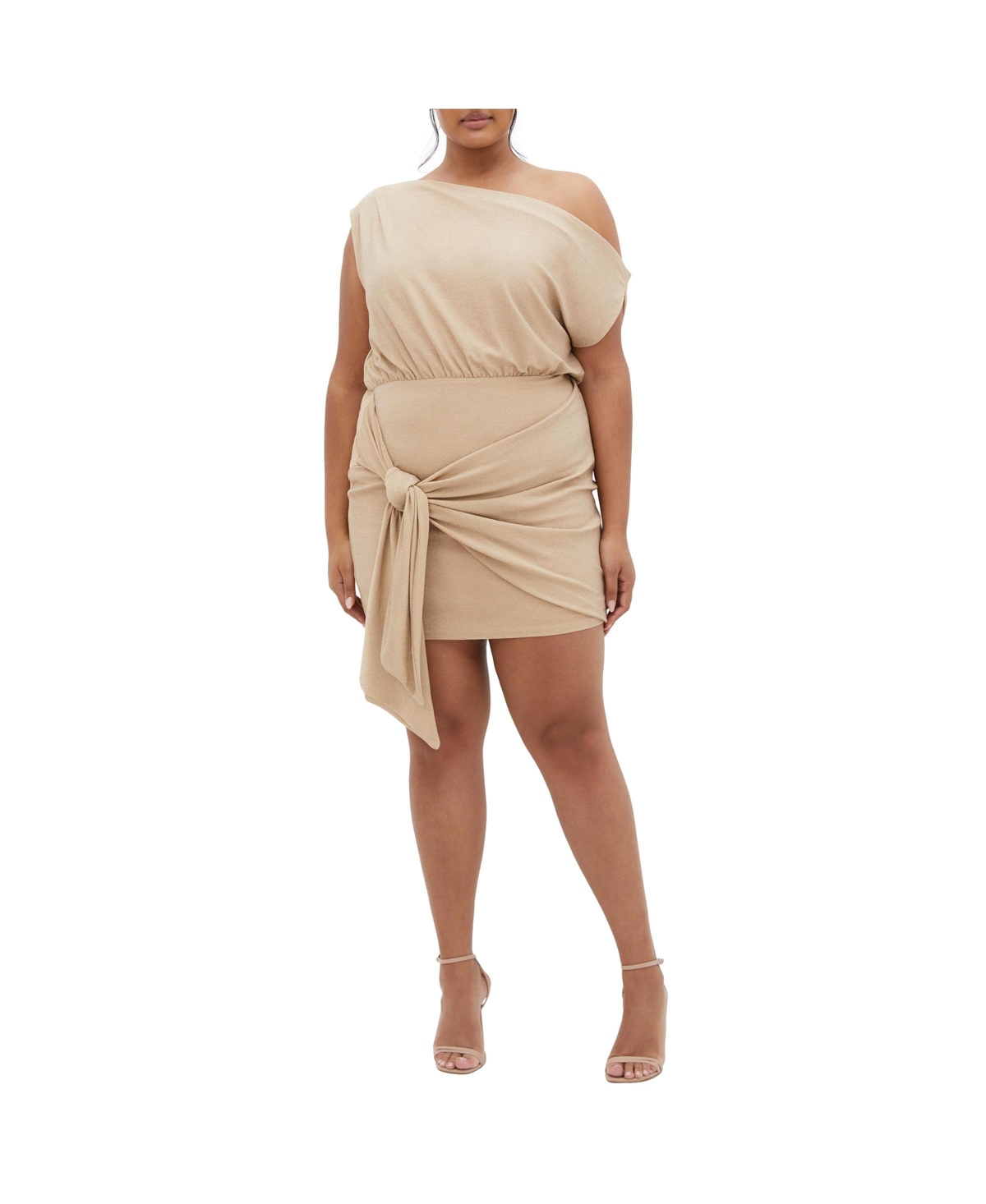 Click here for Plus Size Paloma Mini Dress - Gold taupe prices