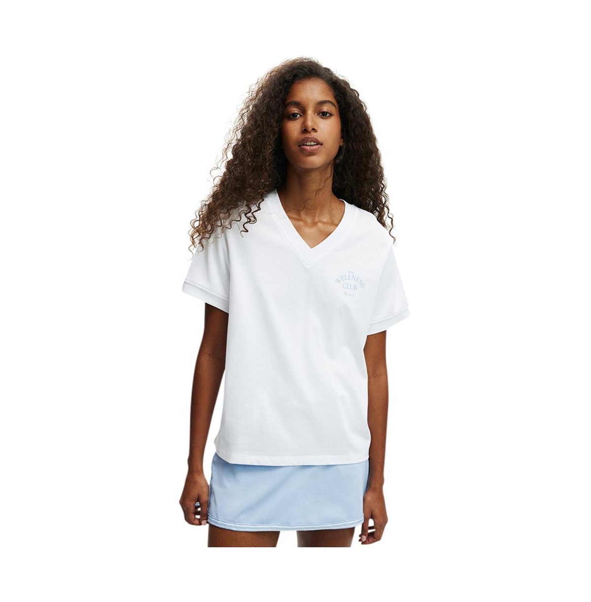 Click here for Cotton On Womens Active V Neck Tshirt - White/heri... prices