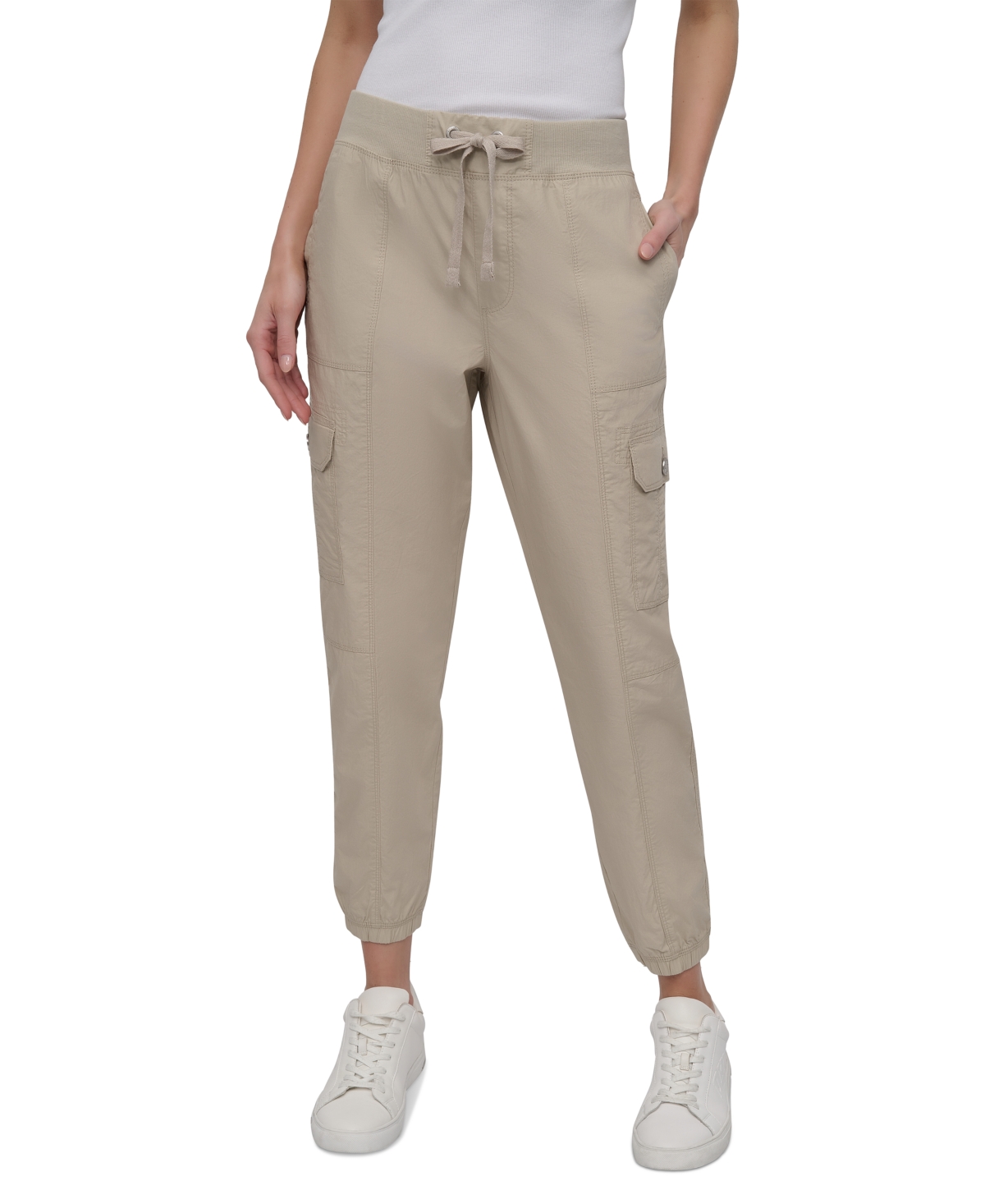 Click here for Dkny Sport Womens Cotton Ribbed-Waist Jogger Cargo... prices