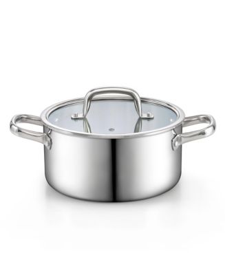 Cook N Home Stainless Steel Stockpot with Lid 4 Quart, Tri-Ply Clad ...
