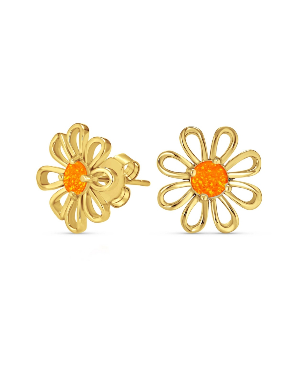 Click here for Bling Jewelry Orange Fire Opal Daisy Flower Stud E... prices