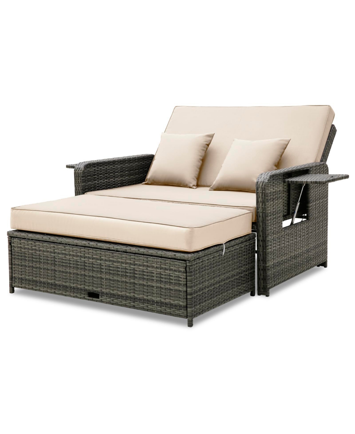 Click here for Patio Wicker Loveseat Sofa with Multipurpose Ottom... prices