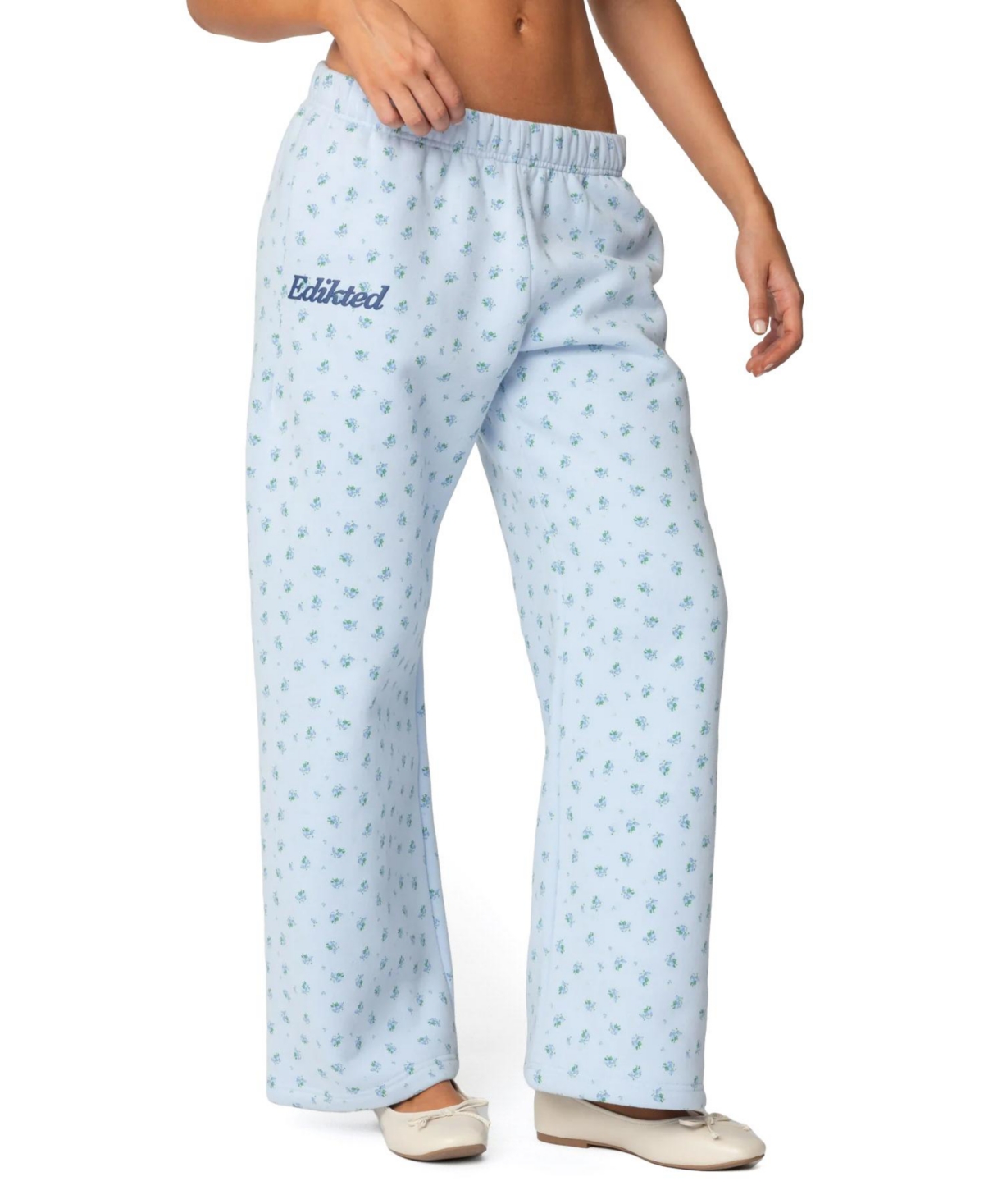 Click here for Edikted Womens Flower Power Sweatpants - Light blu... prices