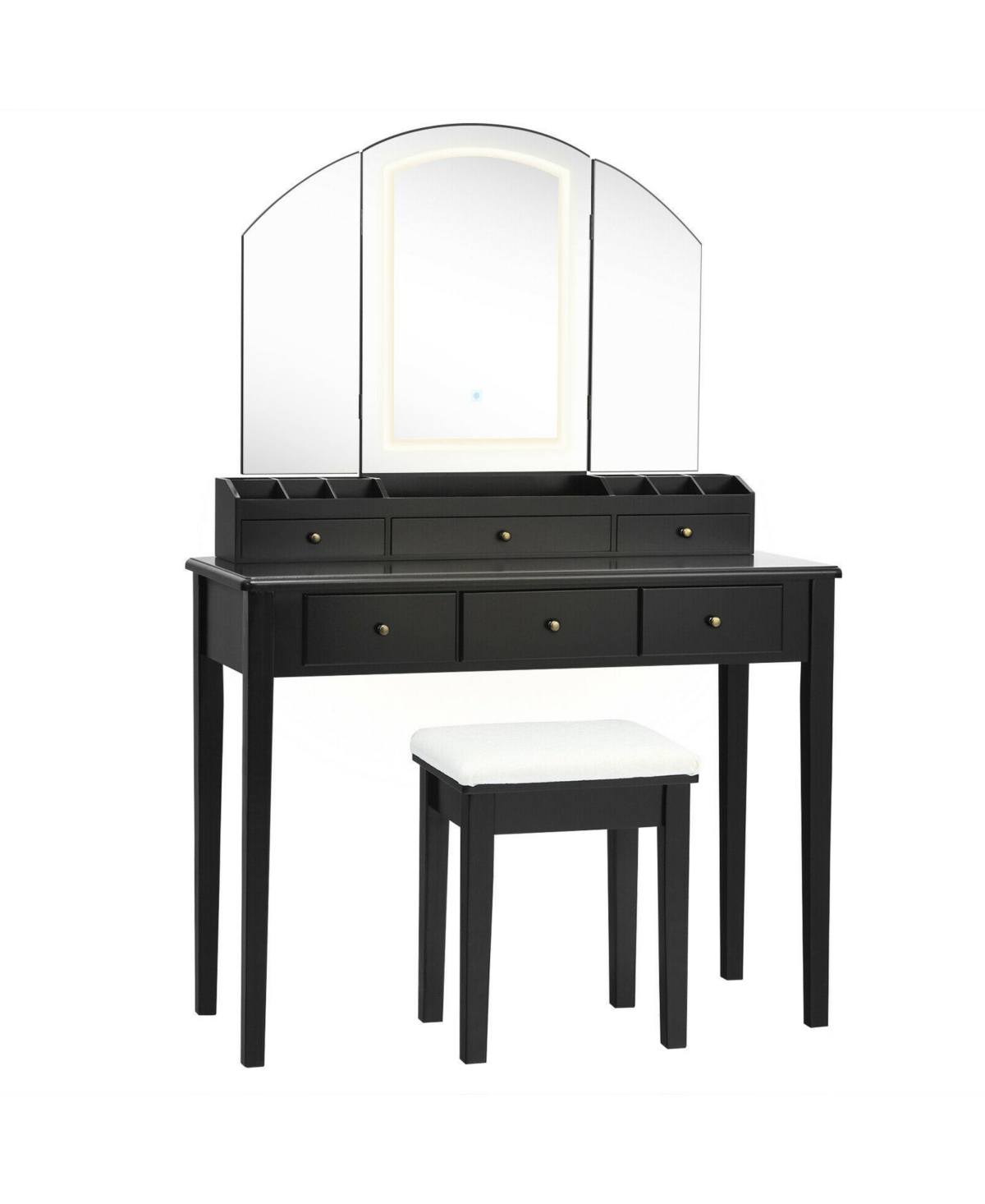 Click here for Vanity Table Stool Set with Large Tri-folding Ligh... prices