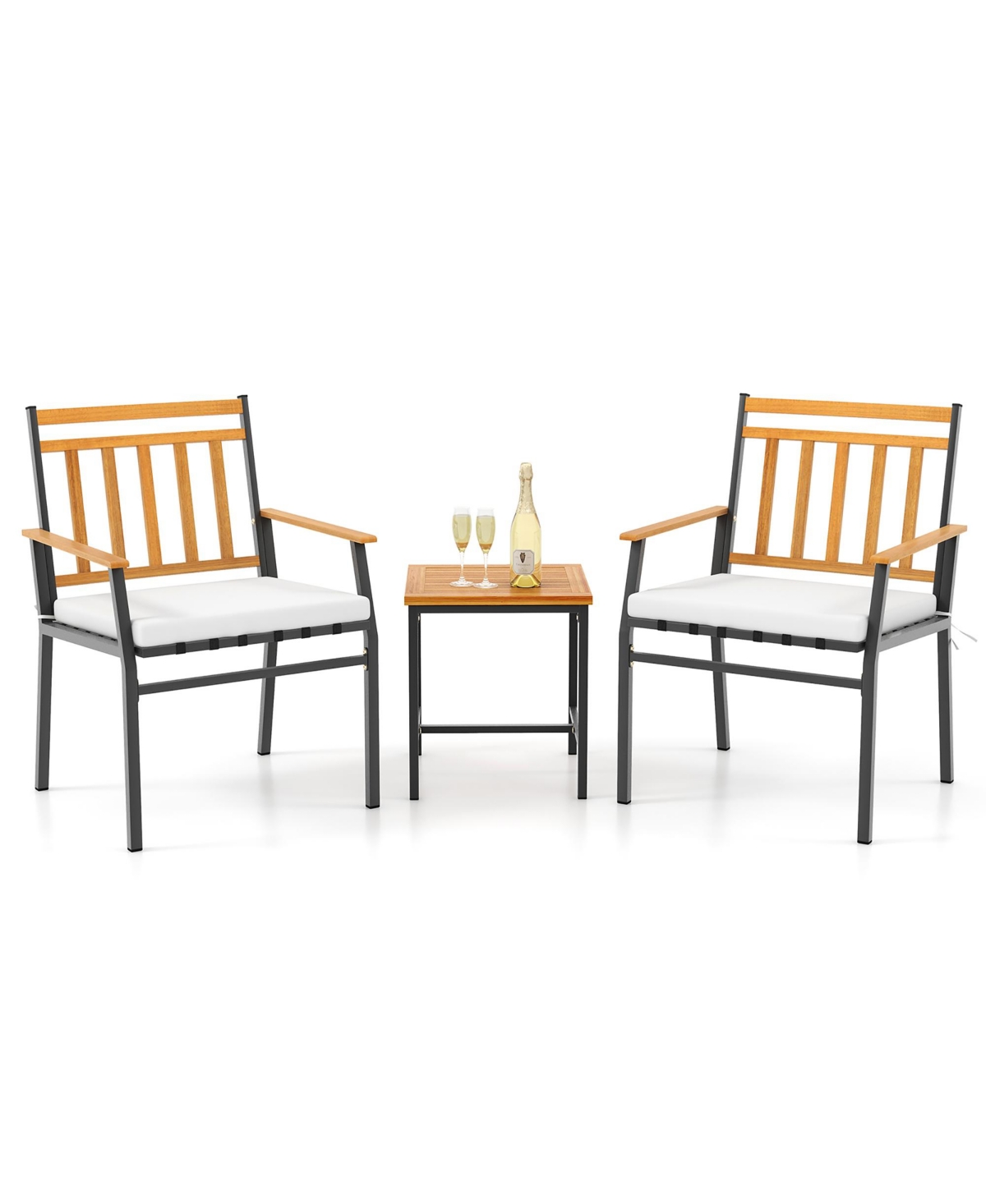 Click here for Gymax 3 Pcs Acacia Wood Bistro Set Patio Conversat... prices
