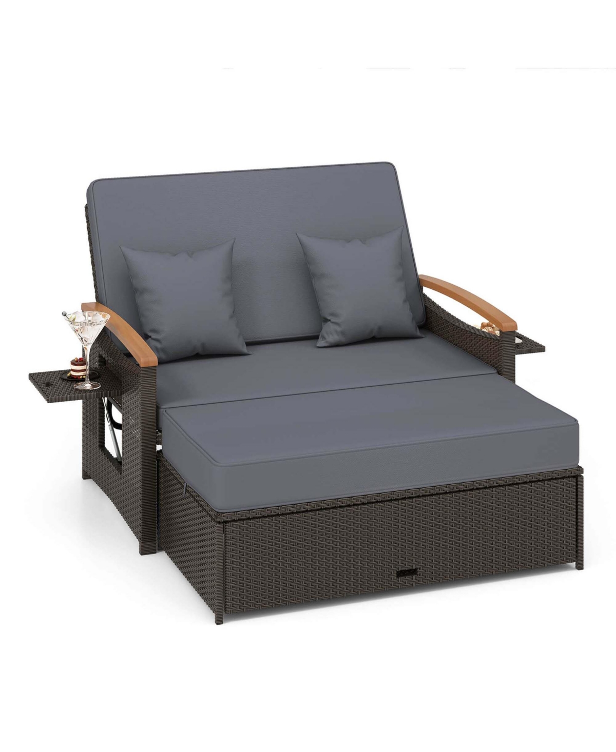 Click here for Patio Rattan Daybed Set with Cushioned Loveseat &... prices