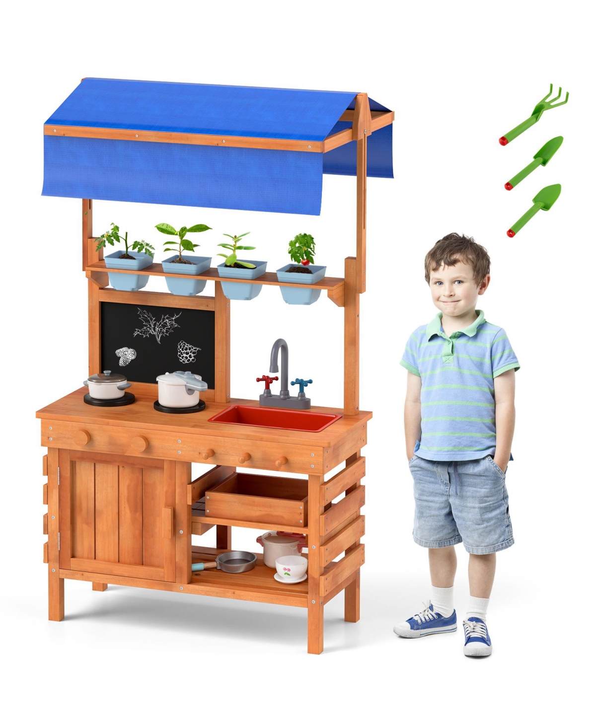 Click here for Wooden Pretend Play Kitchen with Height Adjustable... prices