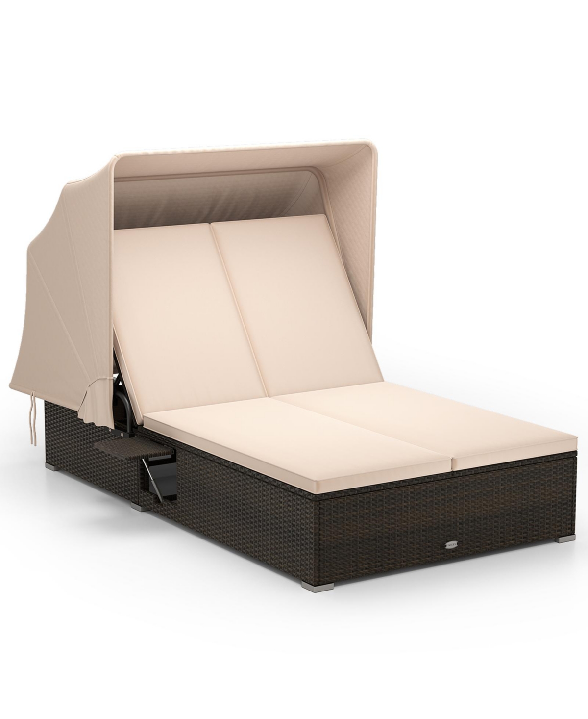 Click here for Patio Double Chaise Lounge with Shade Cushions and... prices