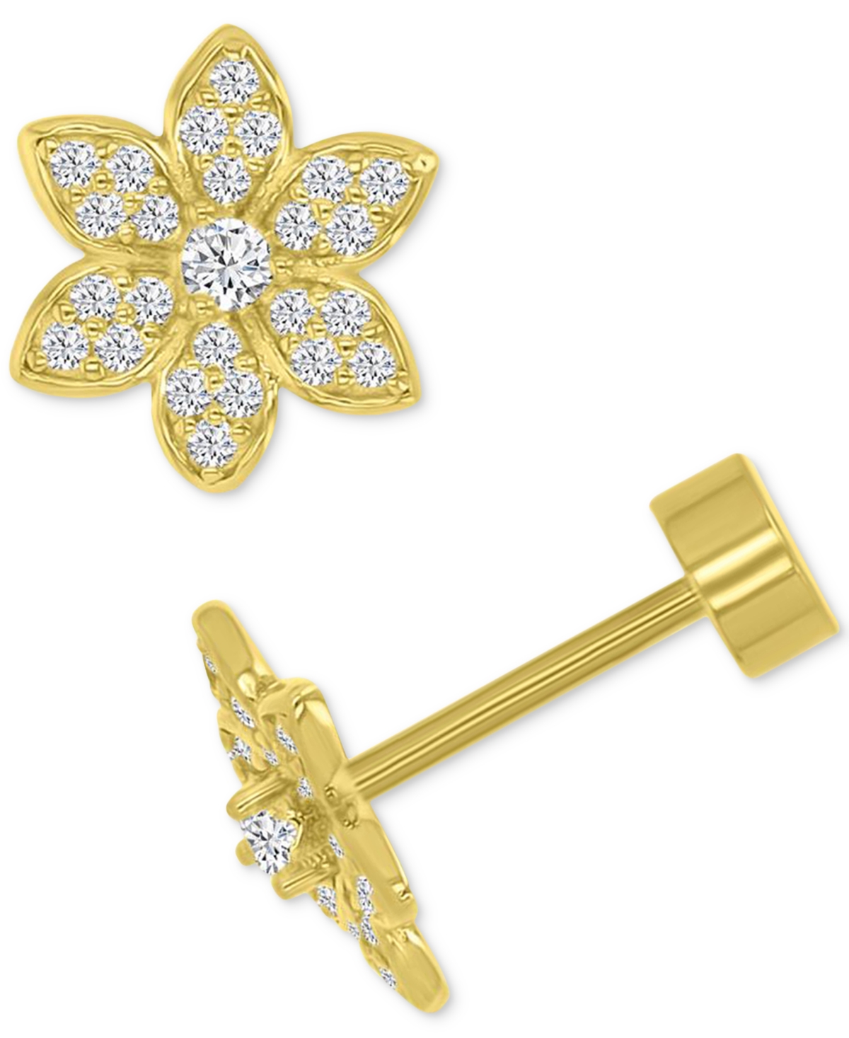 Click here for Cubic Zirconia Pave Flower Stud Earrings in 14k Go... prices