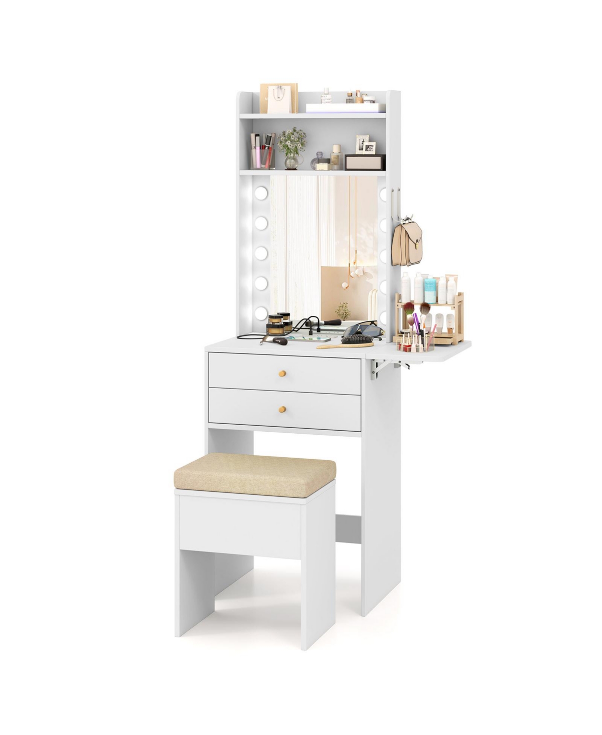 Click here for Compact Vanity Desk with 3-Color Lighted Mirror an... prices