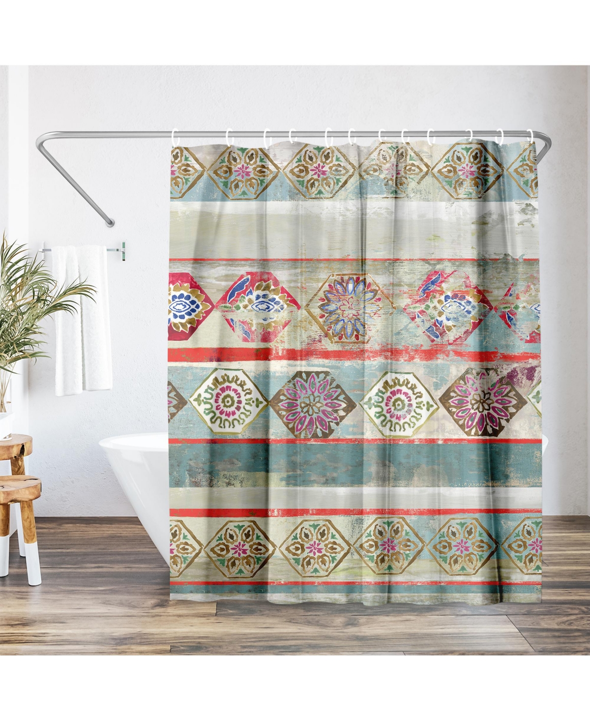Click here for 71x74 Green Boho Shower Curtain - 100 Polyester -... prices