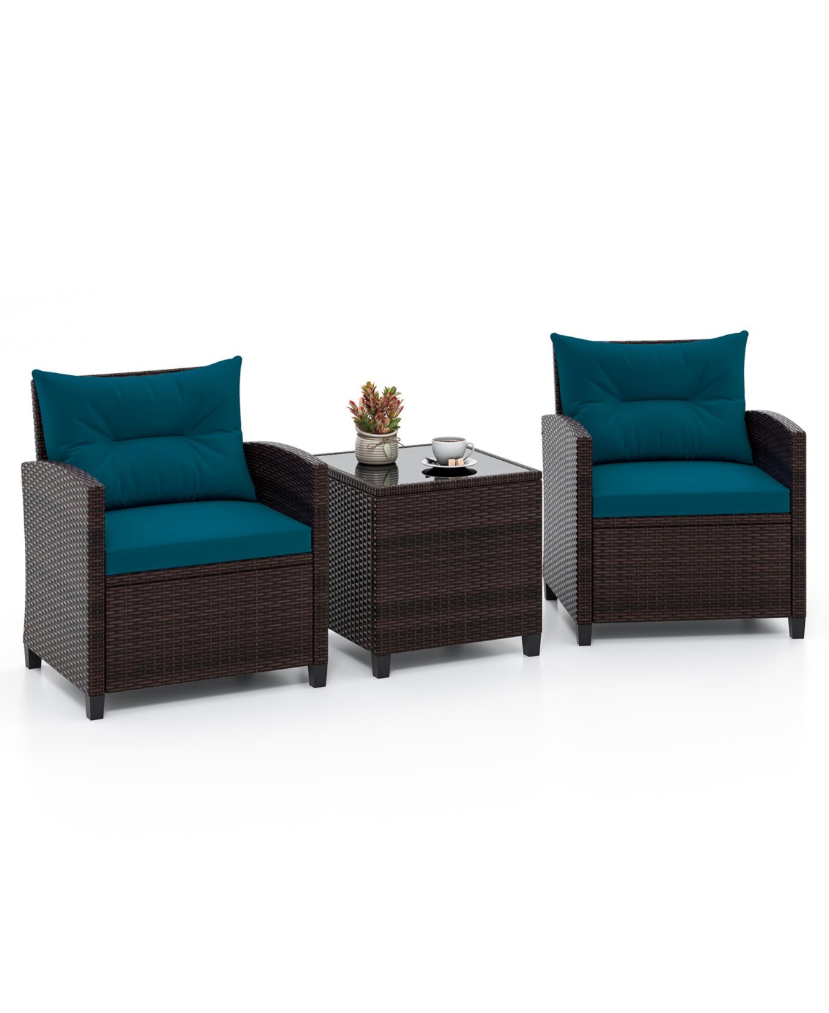 Click here for 3 Pieces Rattan Patio Furniture Set with Washable... prices