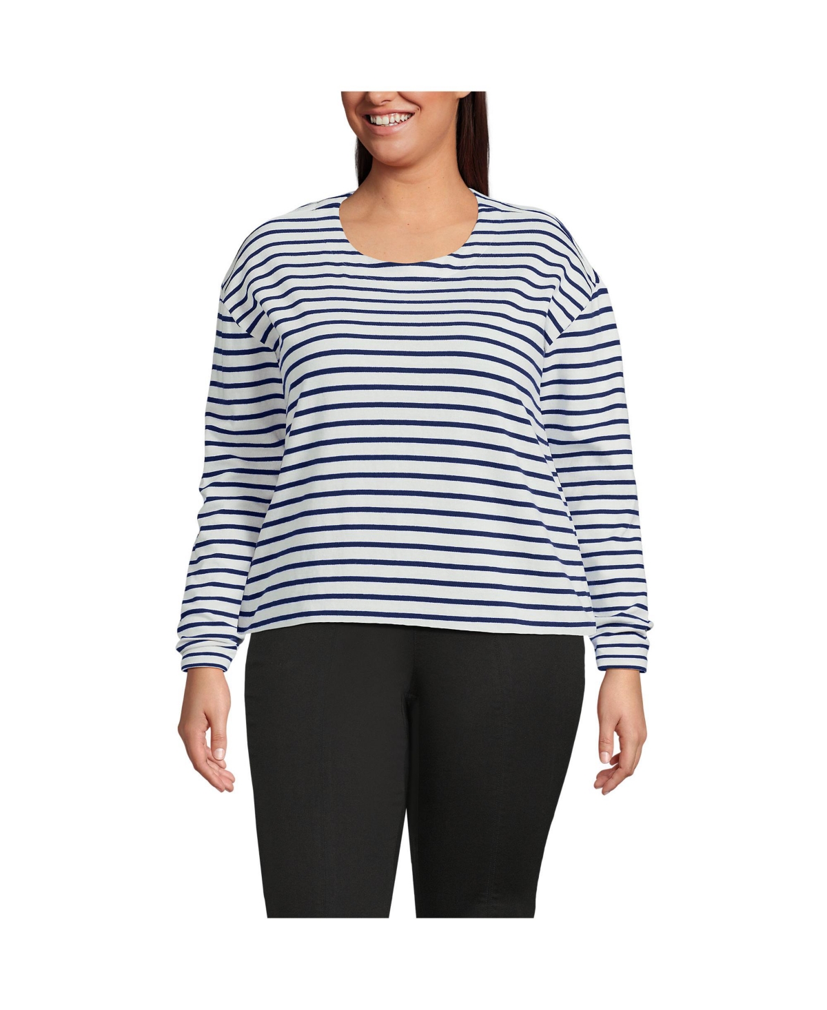 Click here for Lands End Plus Size Long Sleeve Mariner Jersey Cre... prices