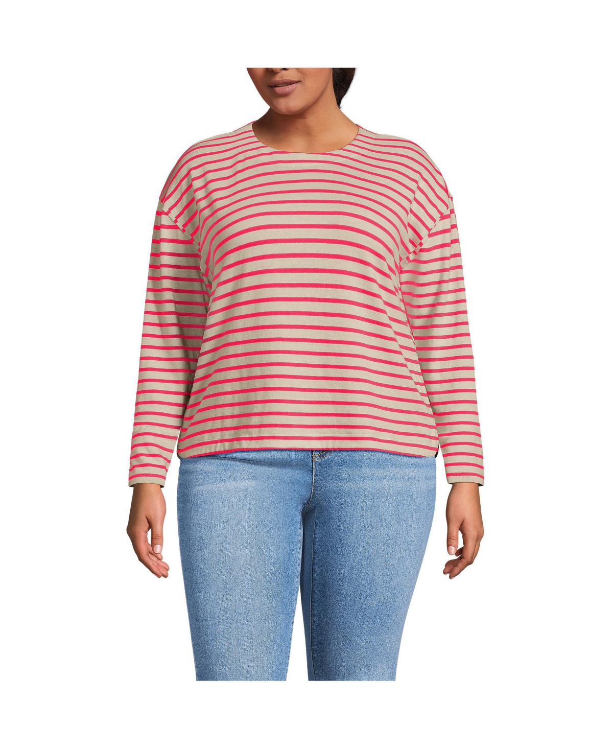 Click here for Lands End Plus Size Long Sleeve Mariner Jersey Cre... prices