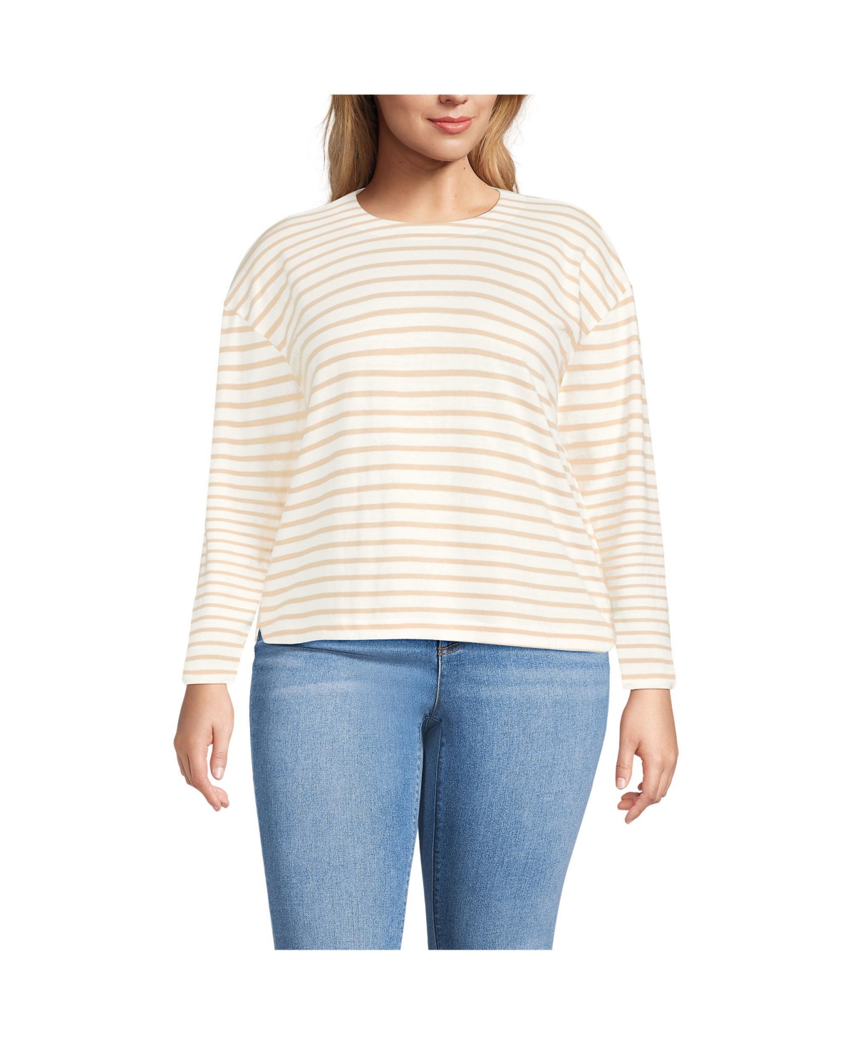 Click here for Lands End Plus Size Long Sleeve Mariner Jersey Cre... prices