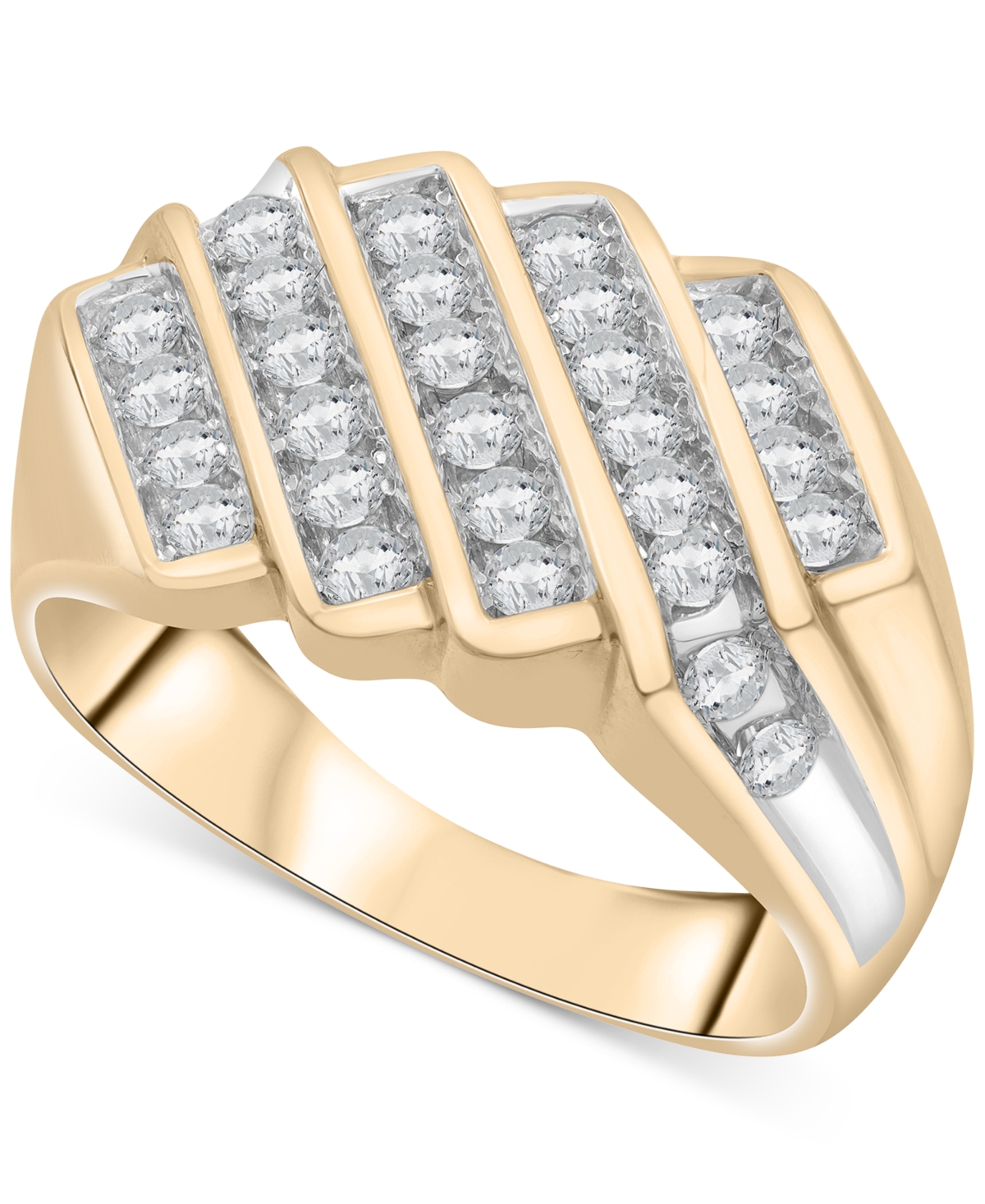 Click here for Mens Diamond Diagonal Multi-Row Ring (1 ct. t.w) i... prices