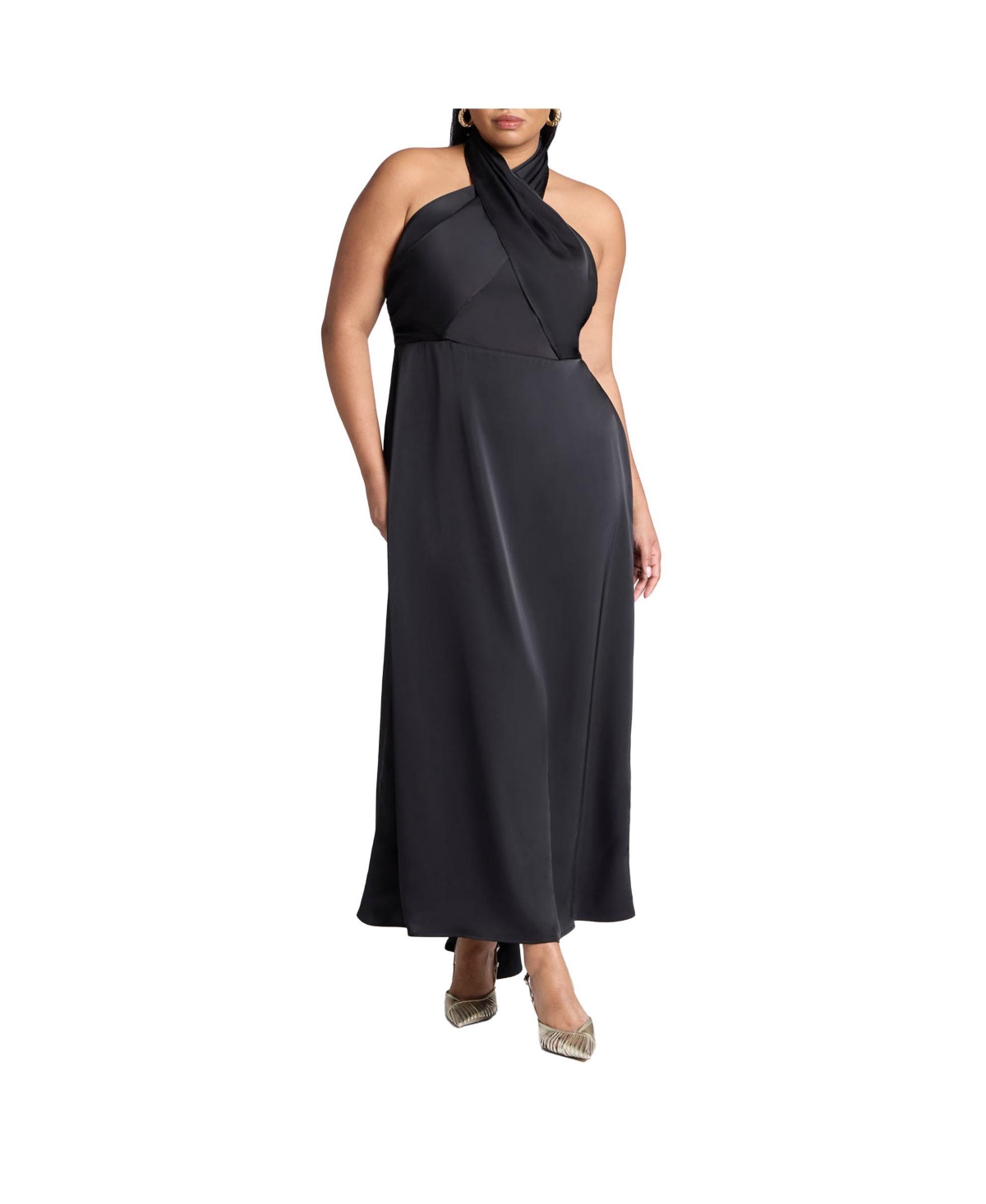 Click here for Eloquii Womens Plus Size Halter Neck Satin Maxi Dr... prices