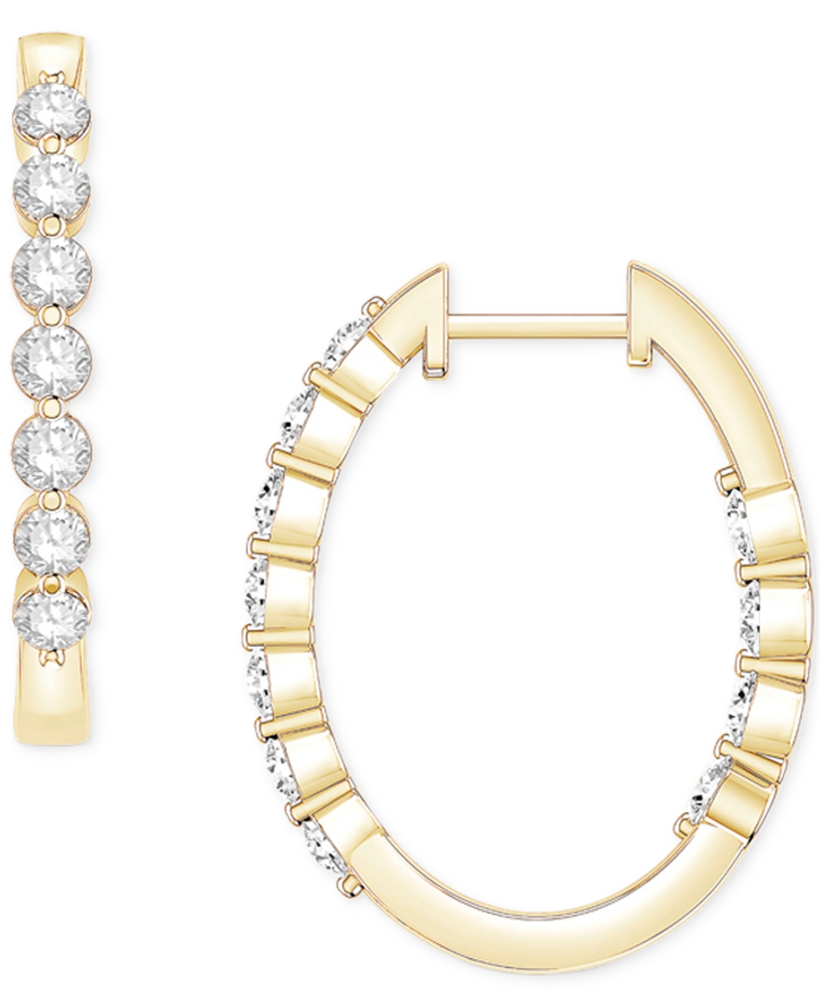 Click here for Diamond In & Out Small Hoop Earrings (1 ct.tw.) in... prices