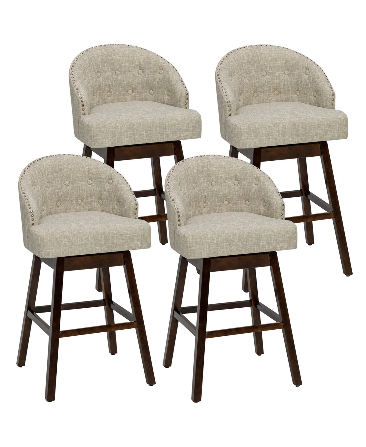Click here for Gymax Set of 4 Swivel Bar Stools Tufted Bar Height... prices