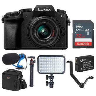 Panasonic LUMIX G7 4K Mirrorless Digital Camera Black with 14-42mm Lens, 16 Megapixel, Bundle ...